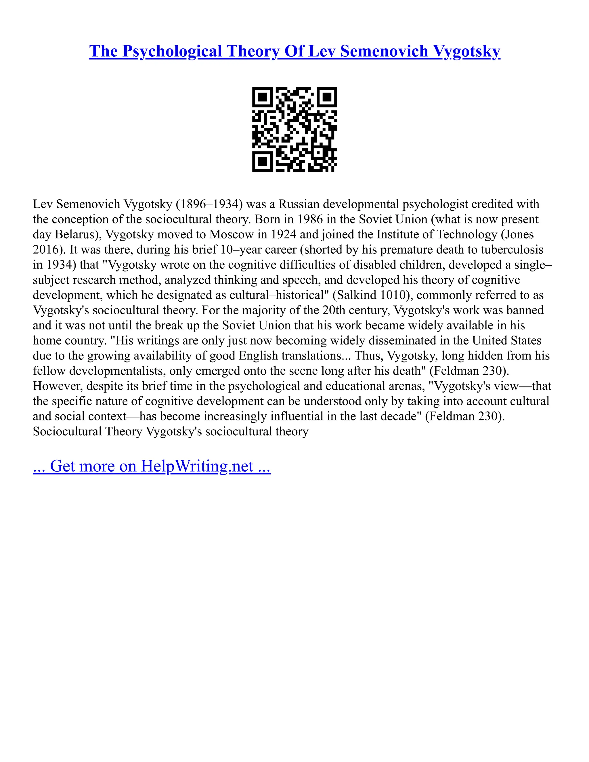 Theories Of Lev Vygotsky | PDF