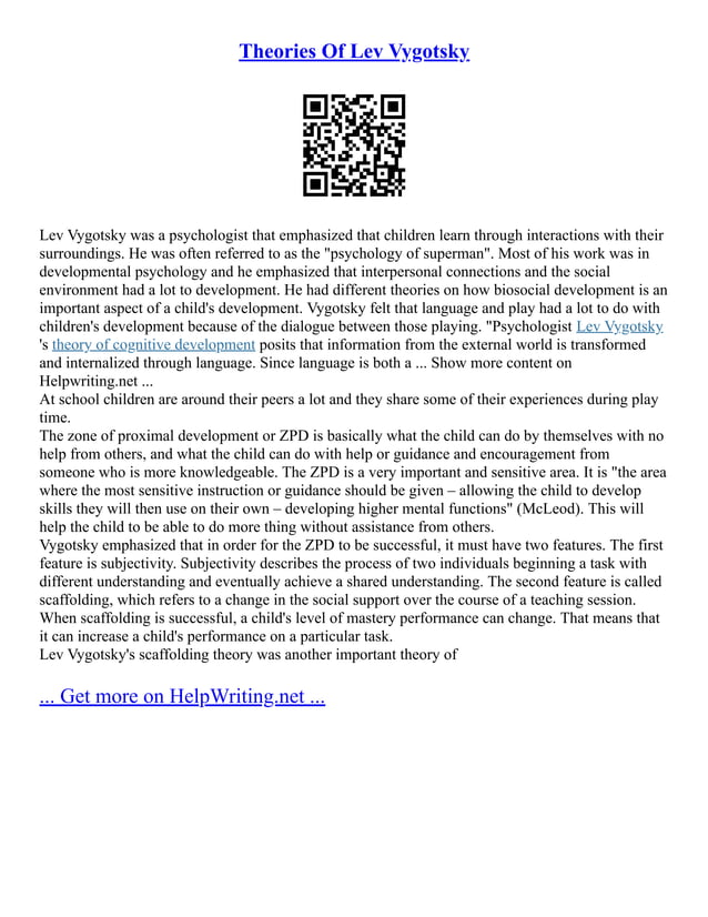 Theories Of Lev Vygotsky | PDF
