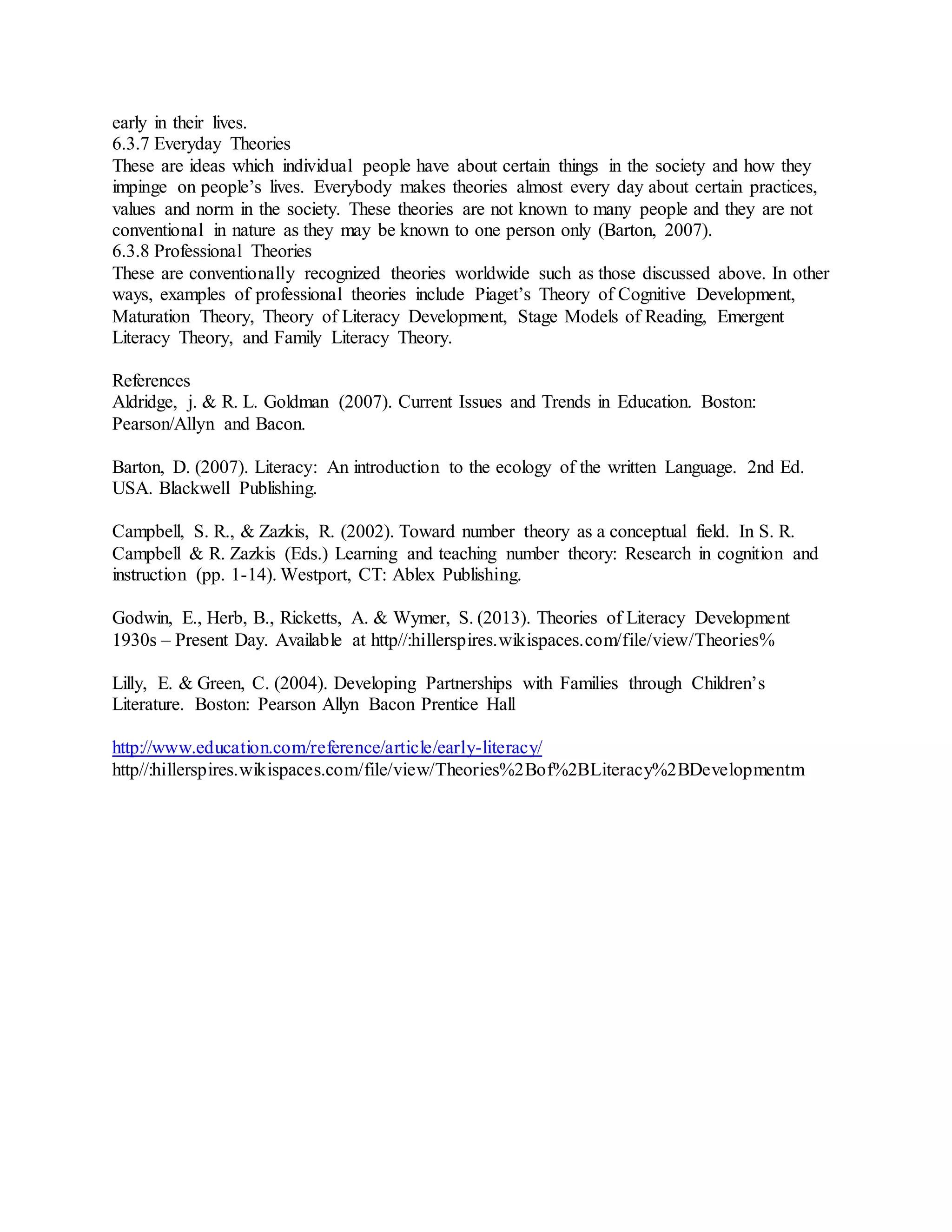 Theories of literacy and theories of literacy | DOCX
