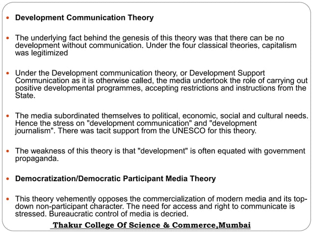 Theories of mass communication | PPTX | Social Networking | Internet