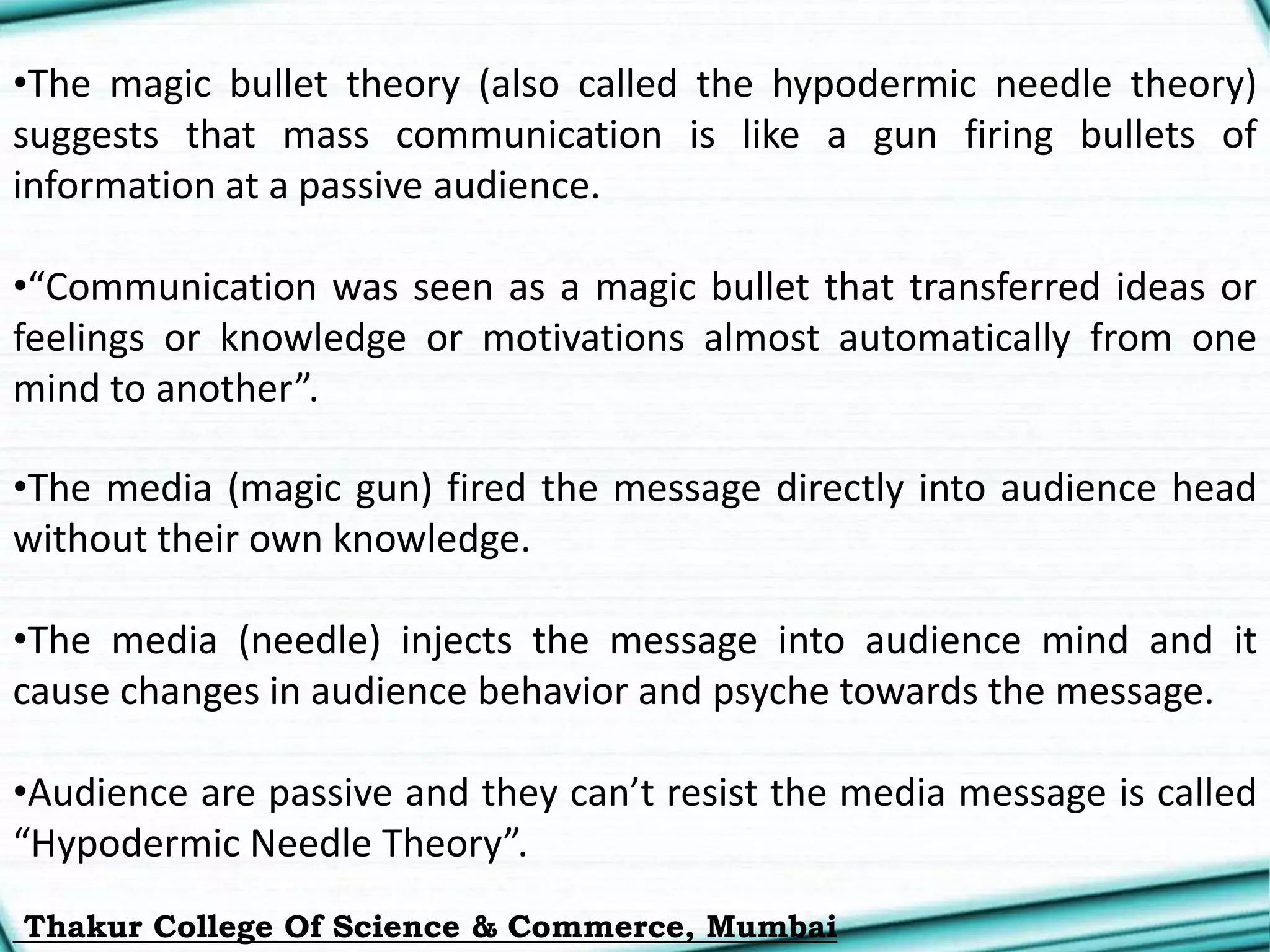 Theories of Mass Communication | PPTX