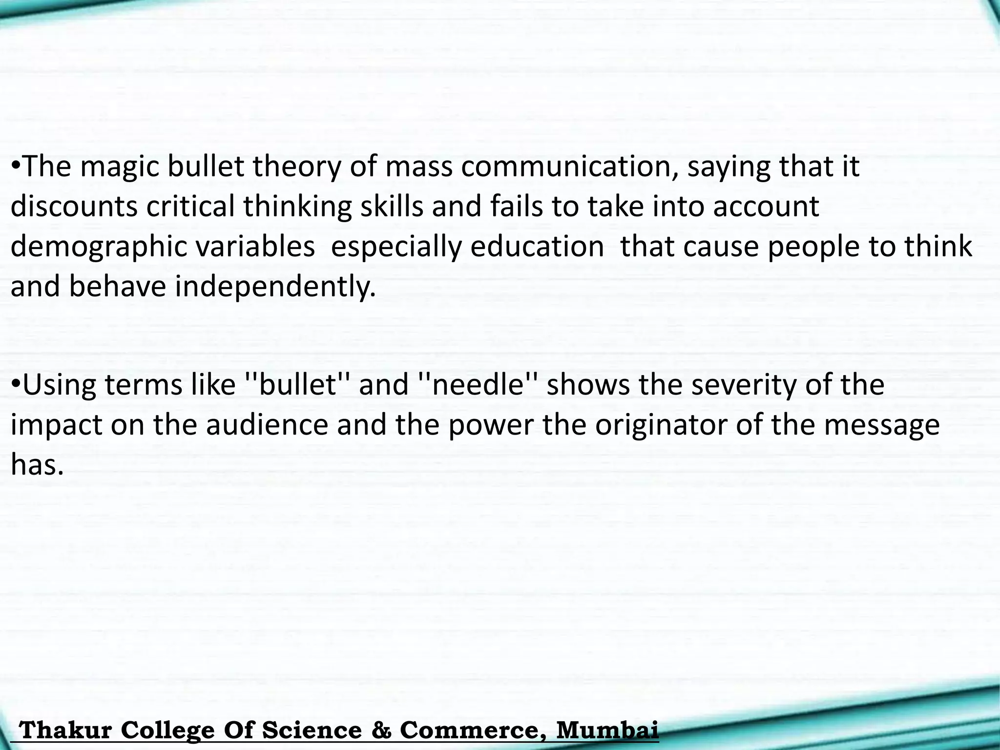 Theories of Mass Communication | PPTX