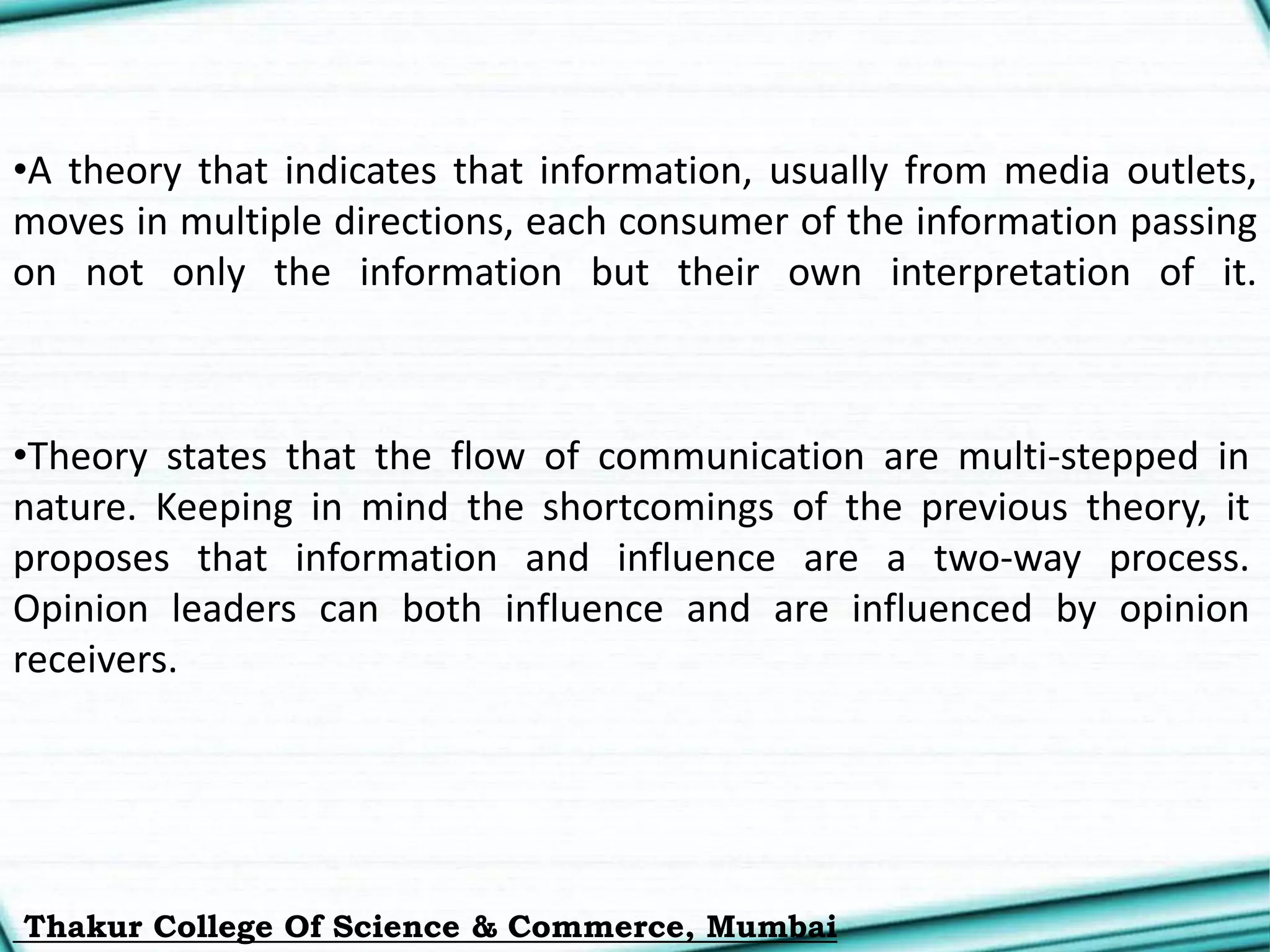 Theories of Mass Communication | PPTX | Science