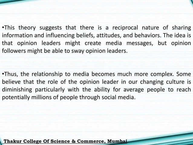 Theories of Mass Communication | PPTX | Science