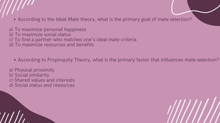 MARRIAGE AND FAMILY RELATIONSHIPS THEORIES OF MATE SELECTION | PDF