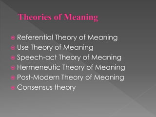 Theories of meaning | PPTX