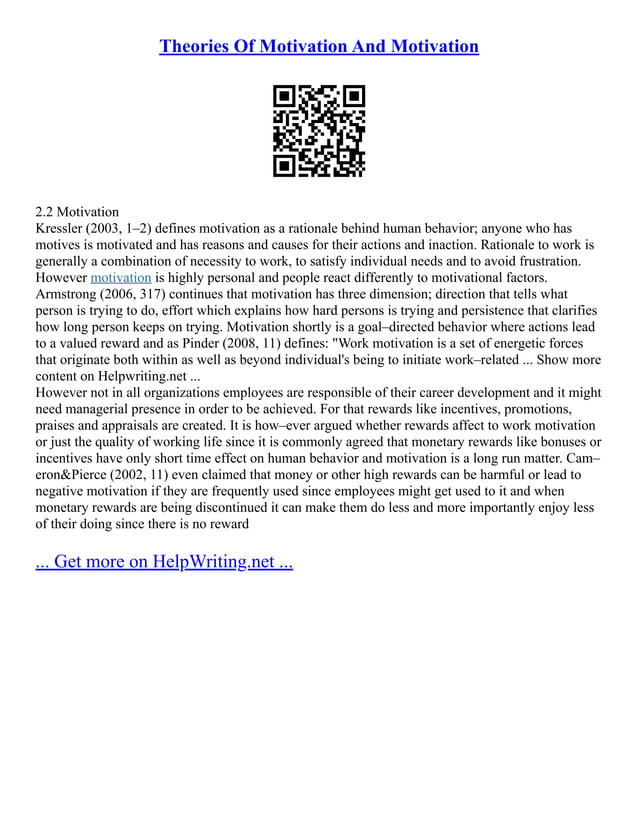Theories Of Motivation And Motivation | PDF