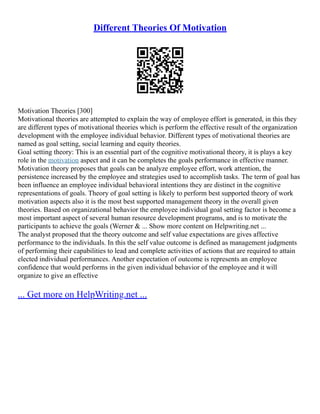 Theories Of Motivation And Motivation | PDF
