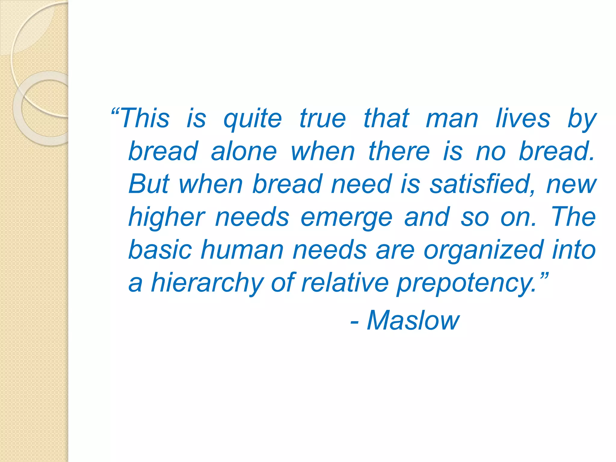 Theories of motivation: Maslow's hierarchy of needs | PPTX