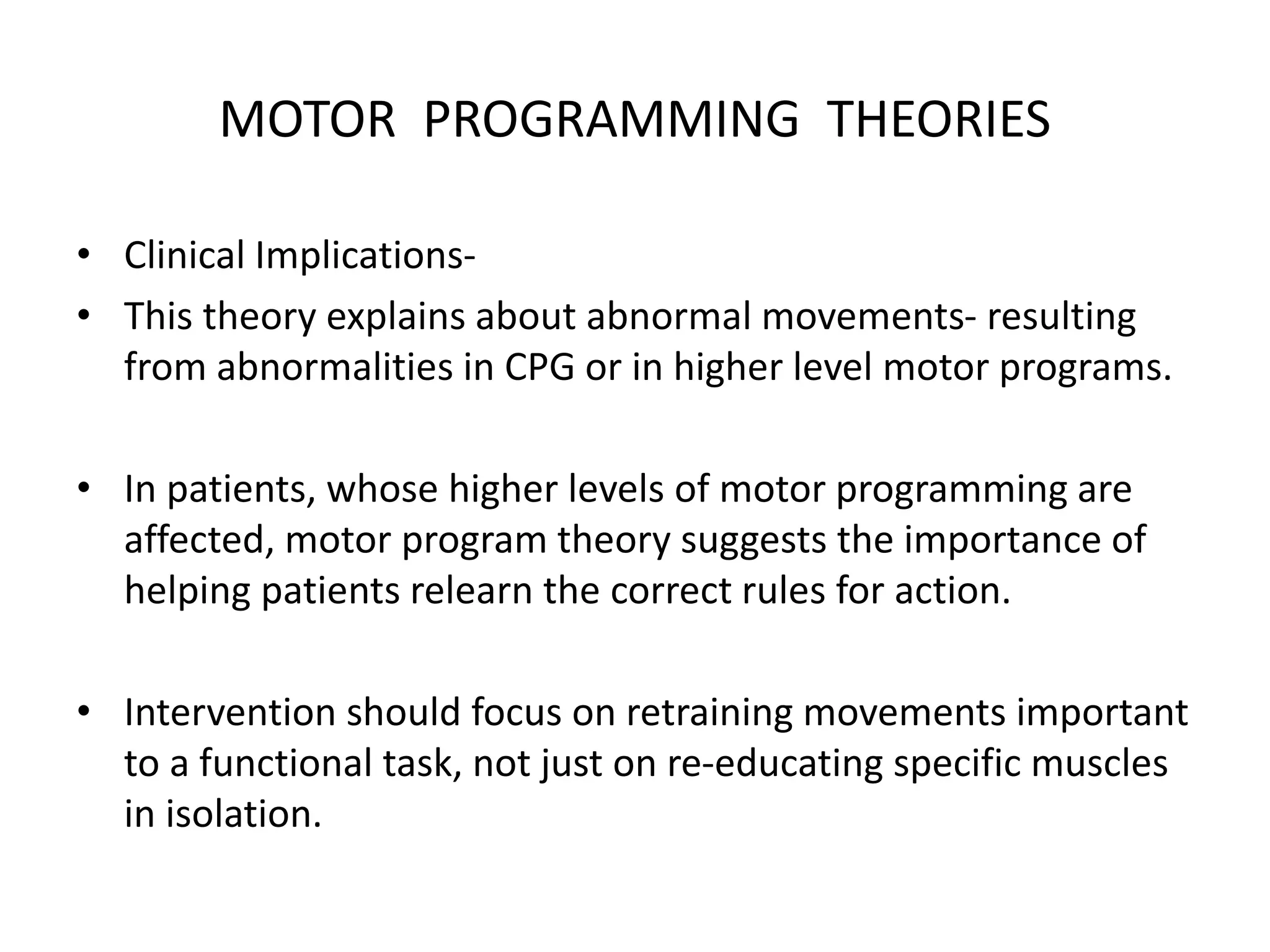 Theories of Motor Control | PPTX