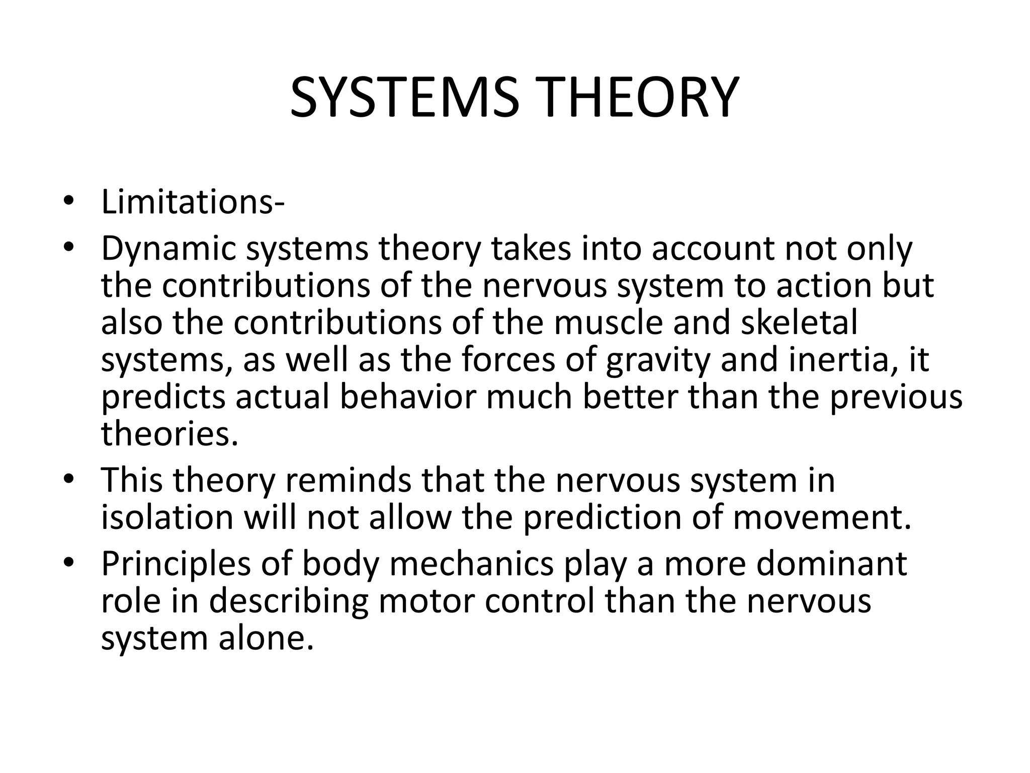 Theories of Motor Control | PPTX