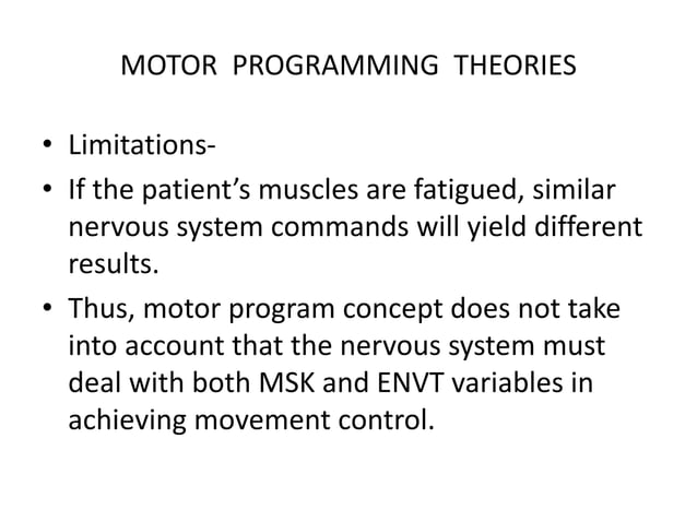 Theories of Motor Control | PPTX | Physical Therapy | Wellness