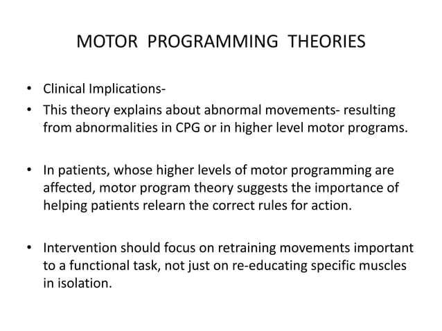 Theories of Motor Control | PPTX | Physical Therapy | Wellness