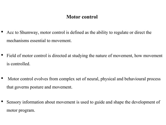 Theories of motor control | PPTX | Physical Therapy | Wellness