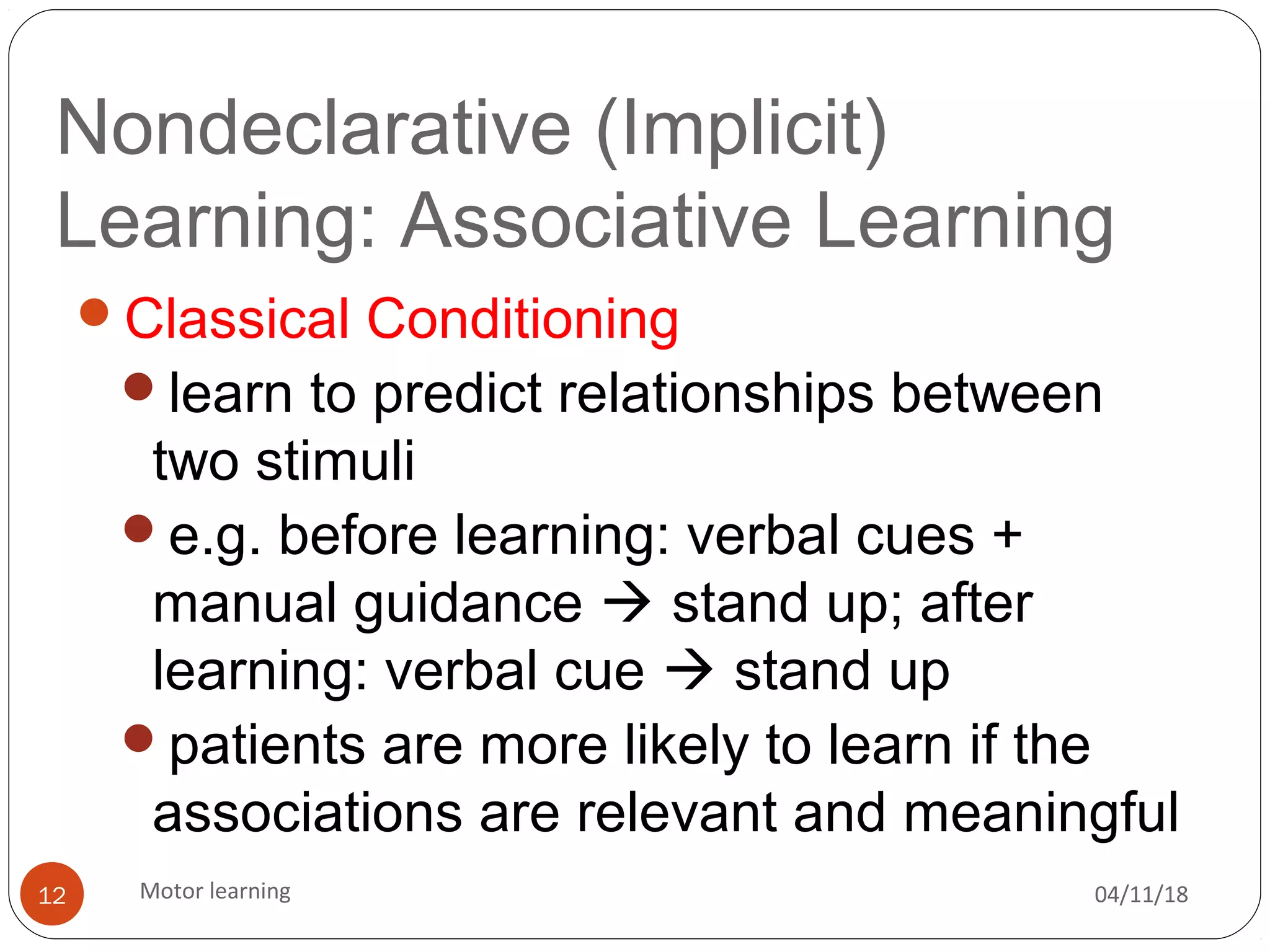 Theories of motor learning | PPT