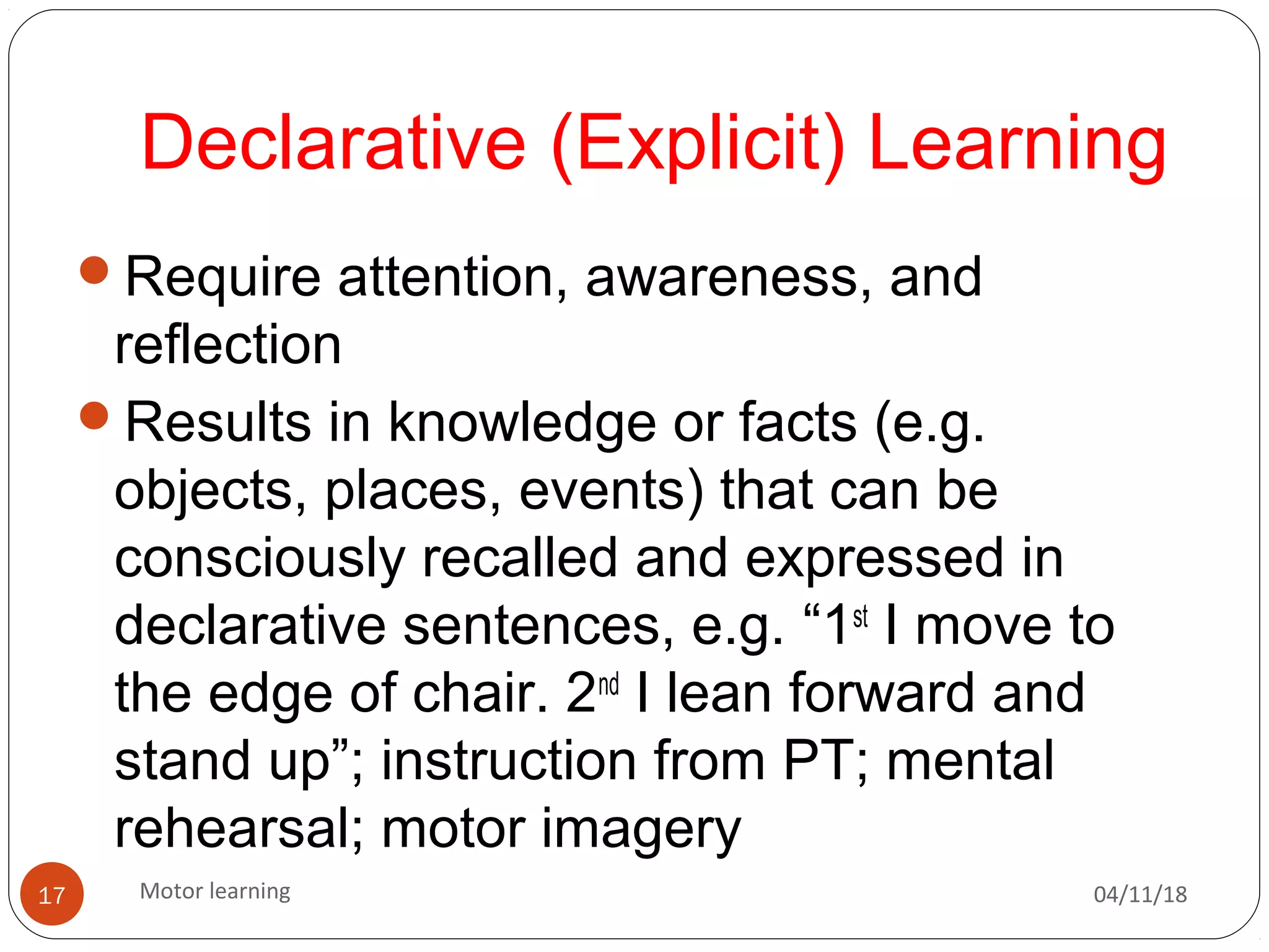 Theories of motor learning | PPT