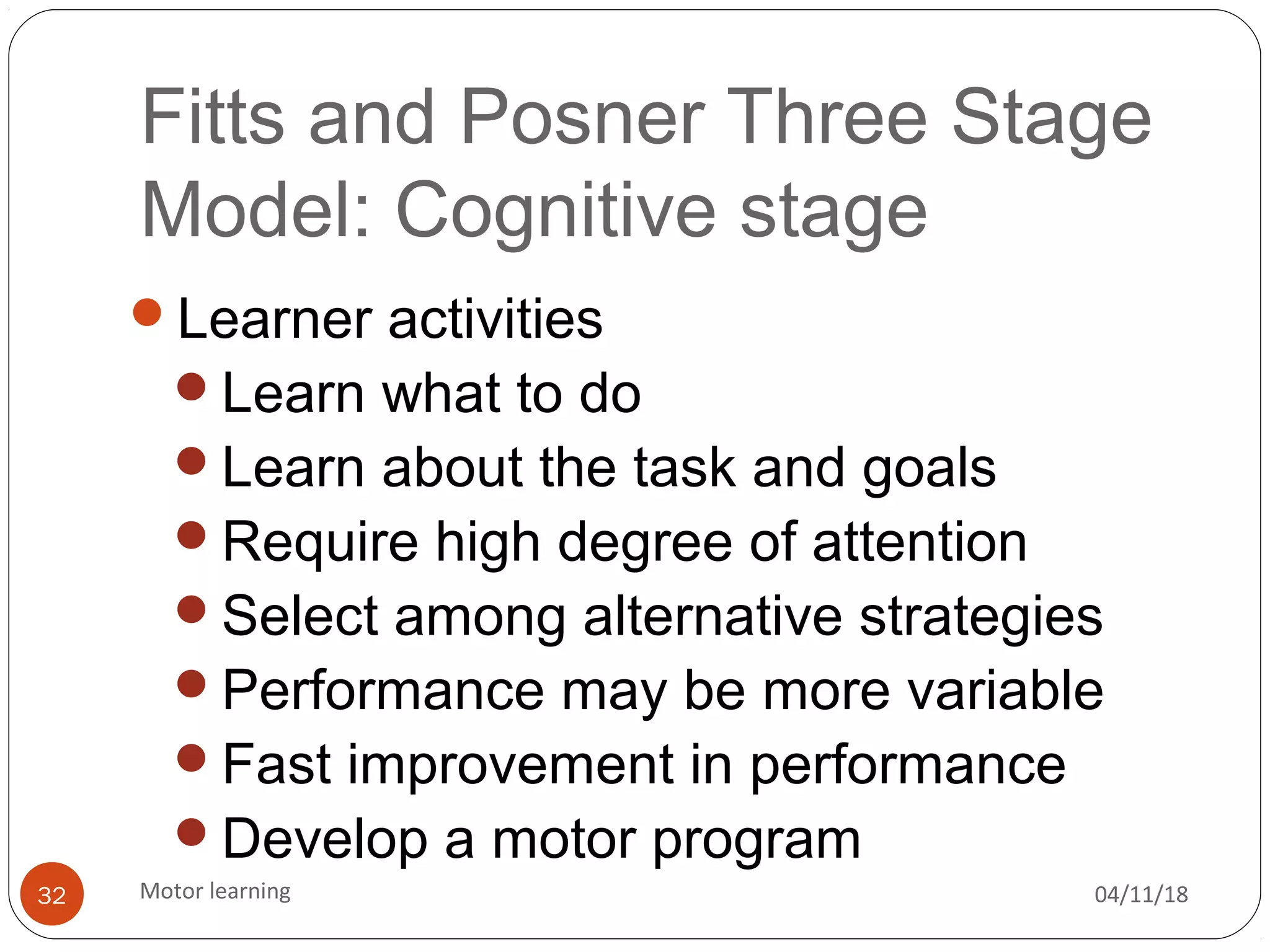 Theories of motor learning | PPT