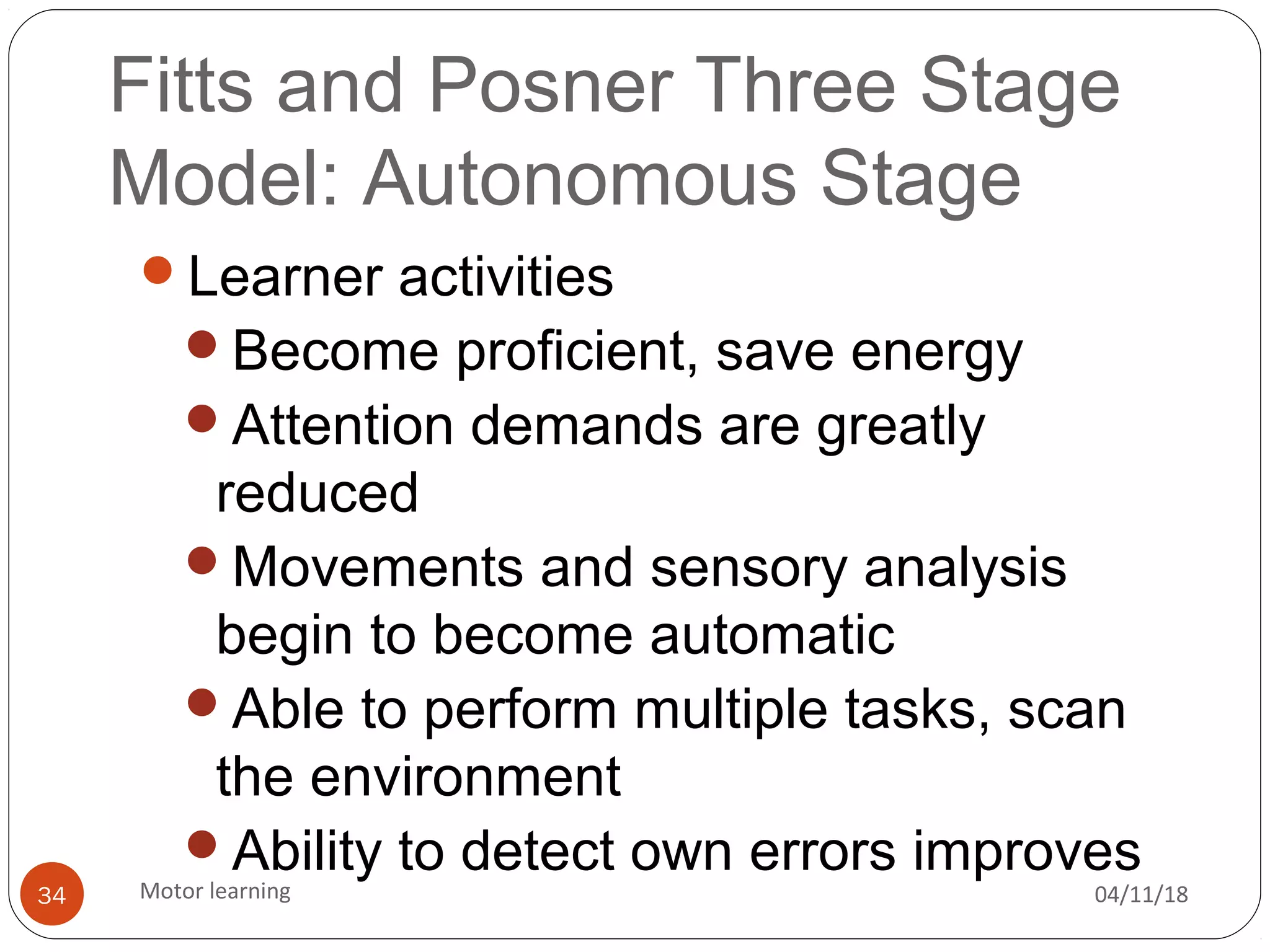 Theories of motor learning | PPT