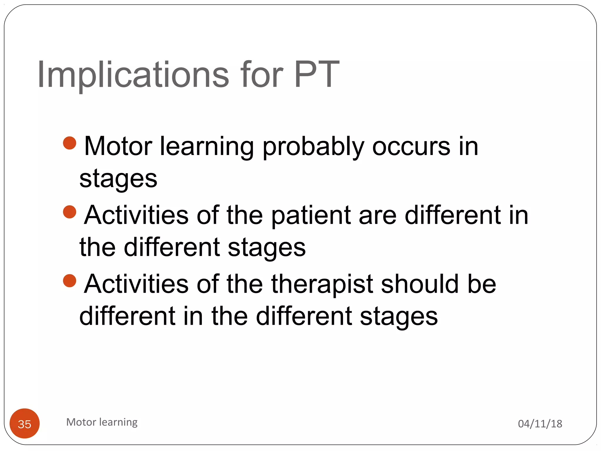 Theories of motor learning | PPT