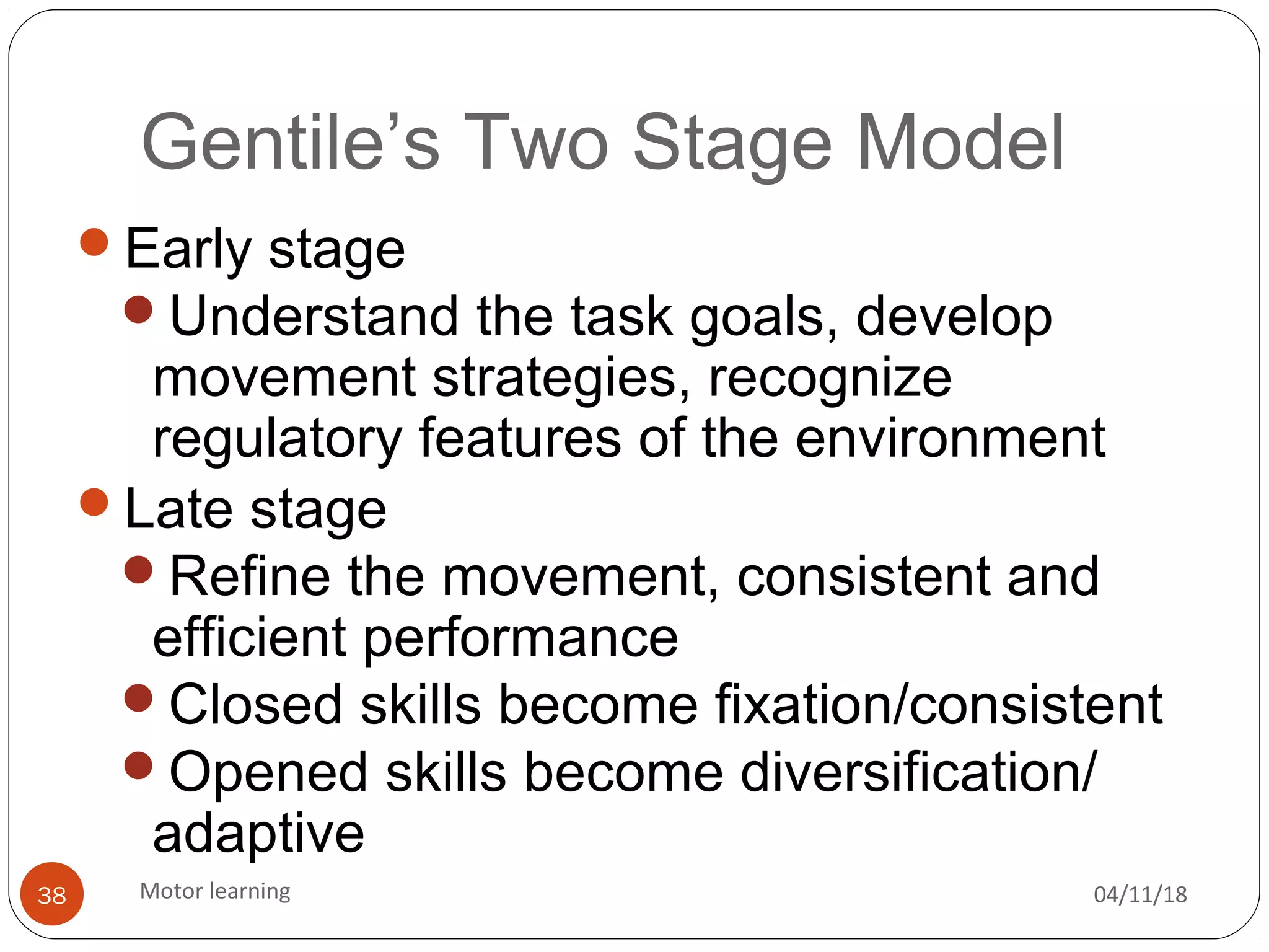 Theories of motor learning | PPT