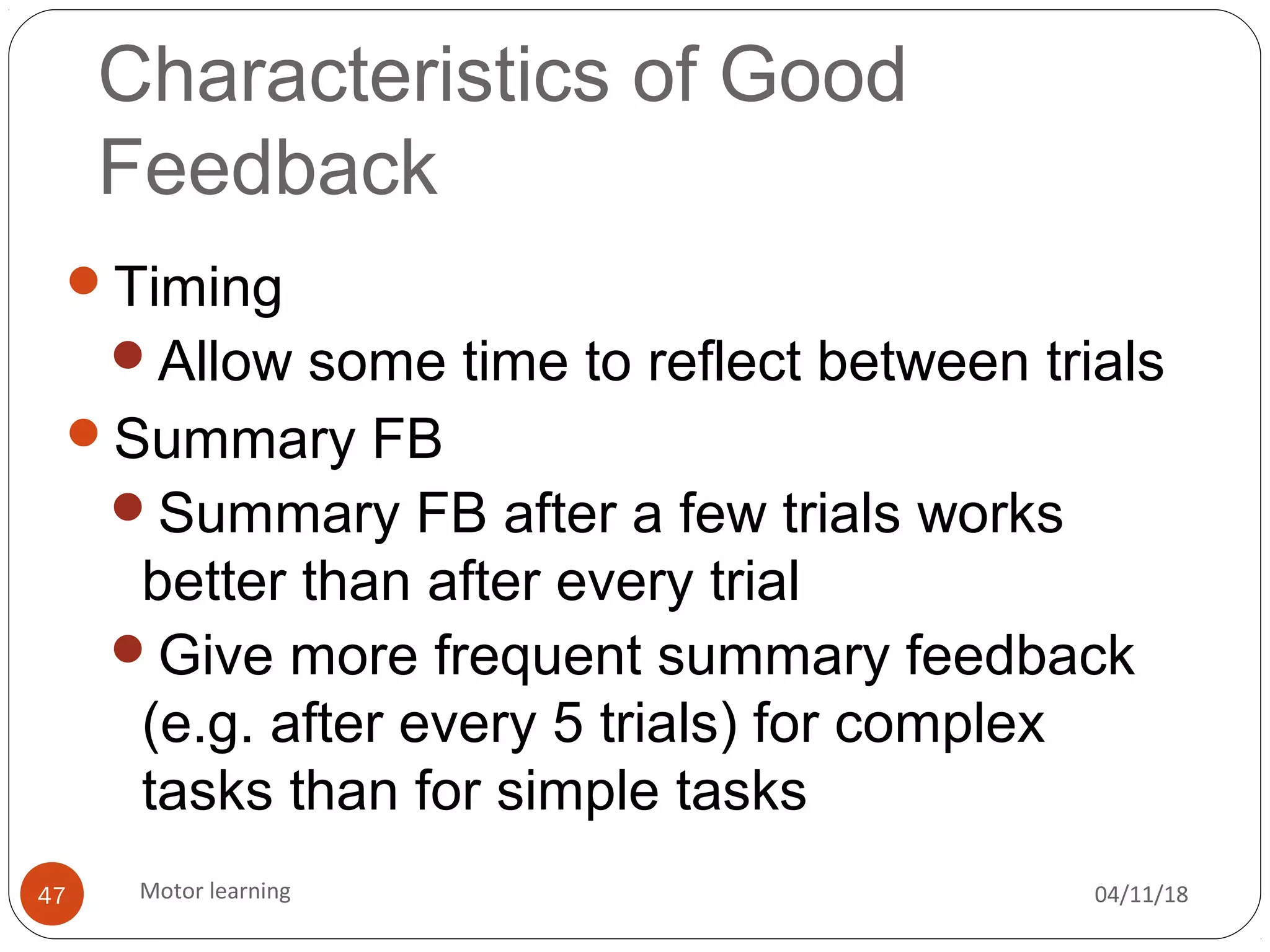 Theories of motor learning | PPT