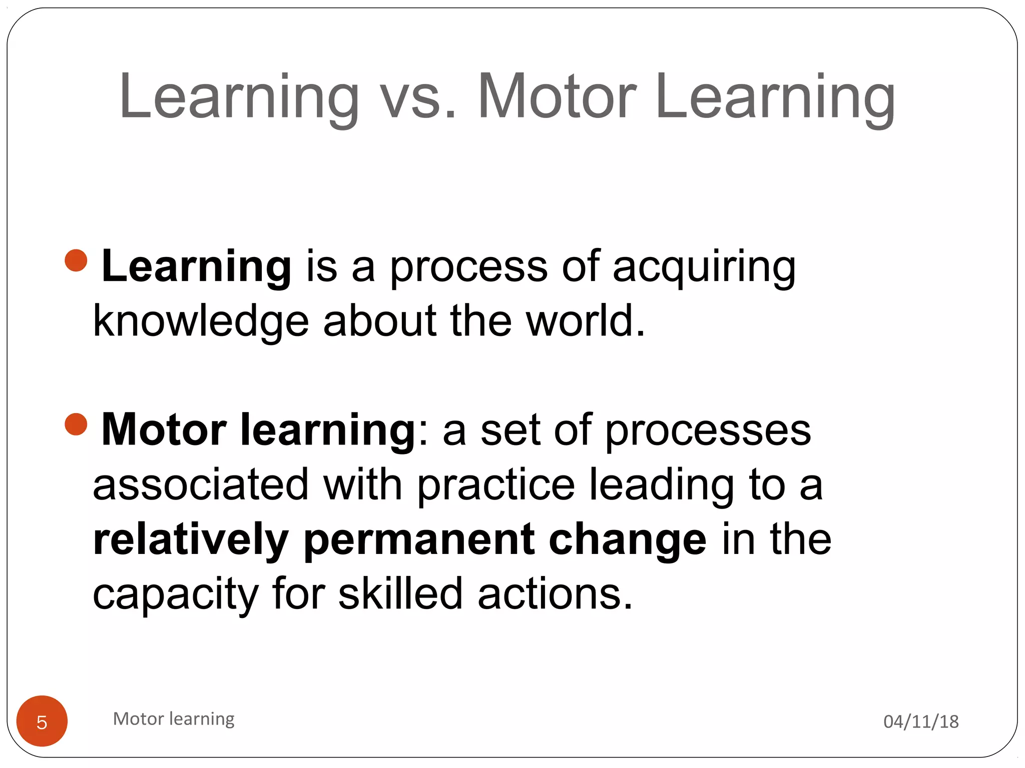 Theories of motor learning | PPT