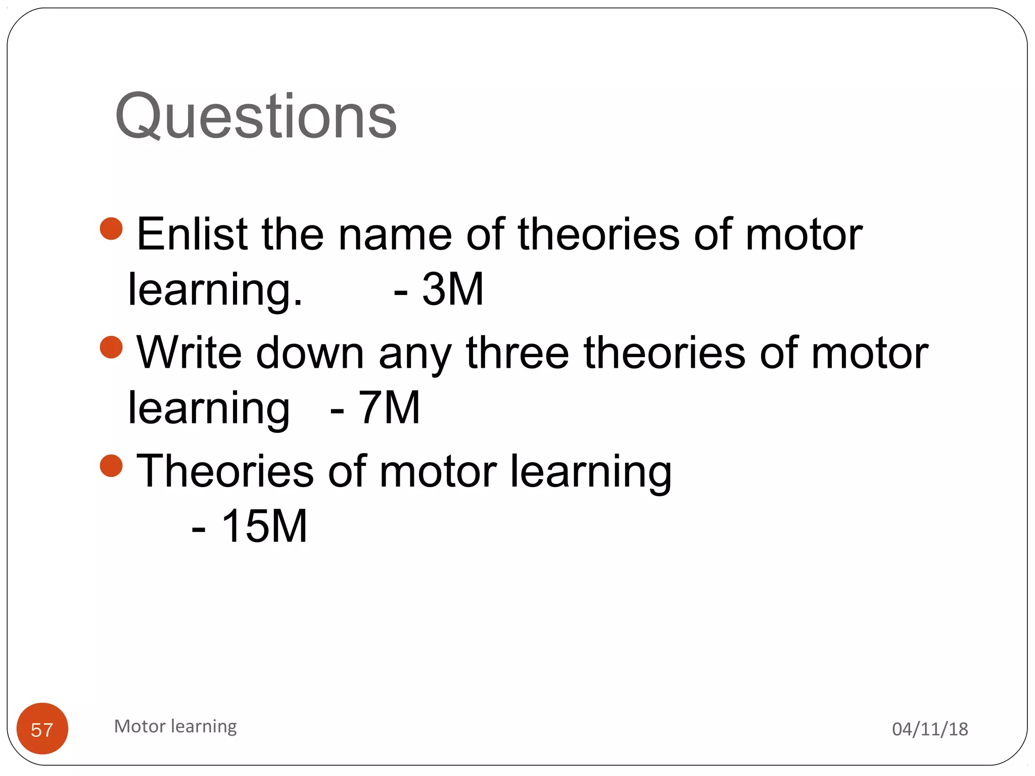 Theories of motor learning | PPT