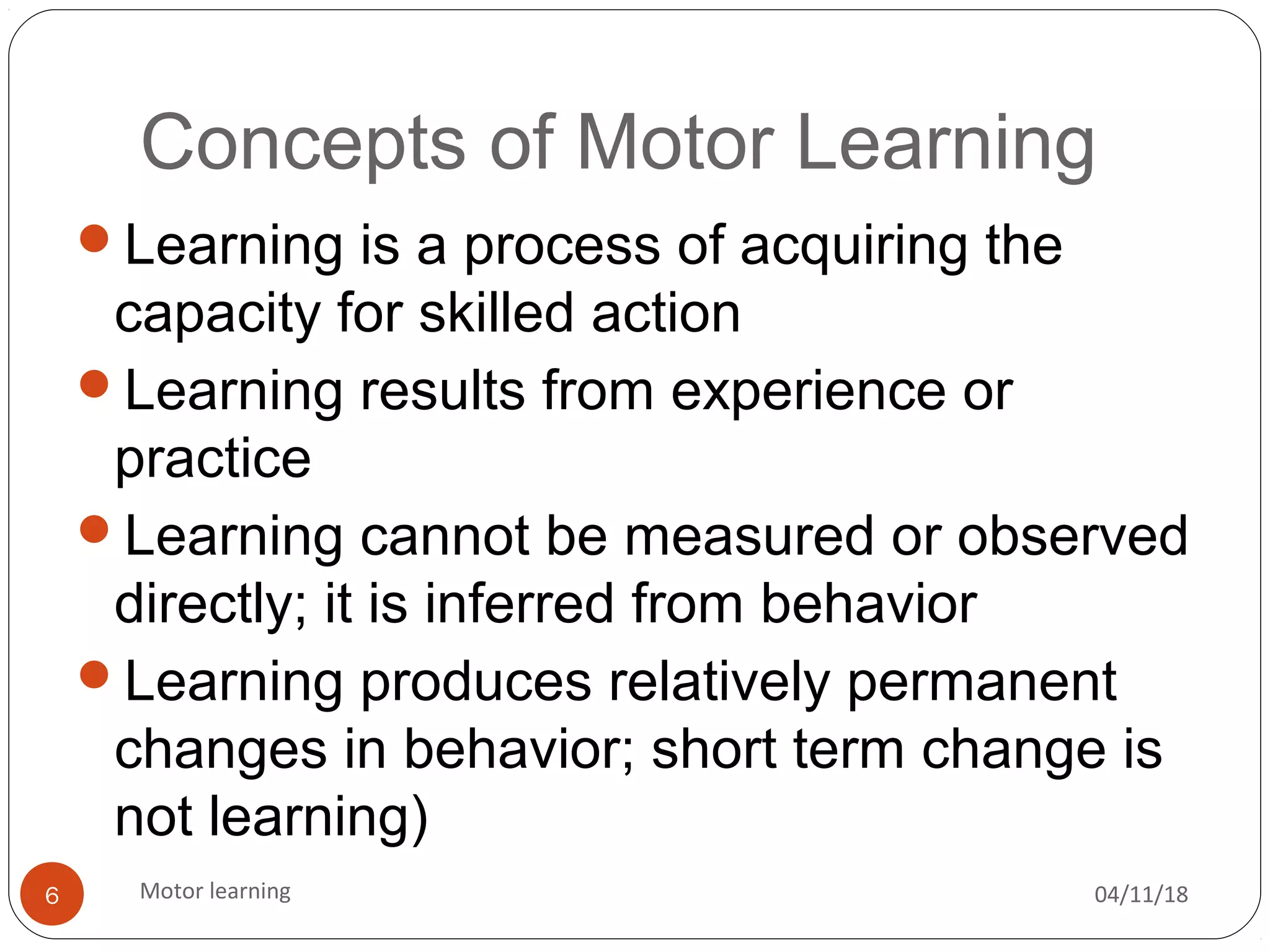 Theories of motor learning | PPT