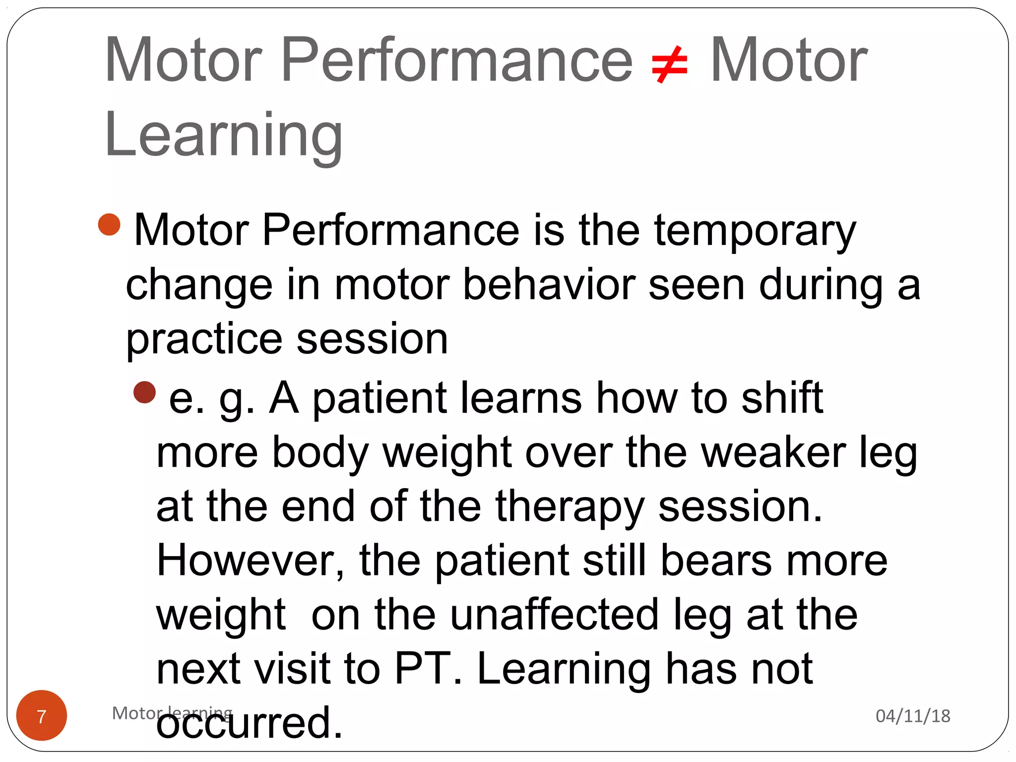 Theories of motor learning | PPT