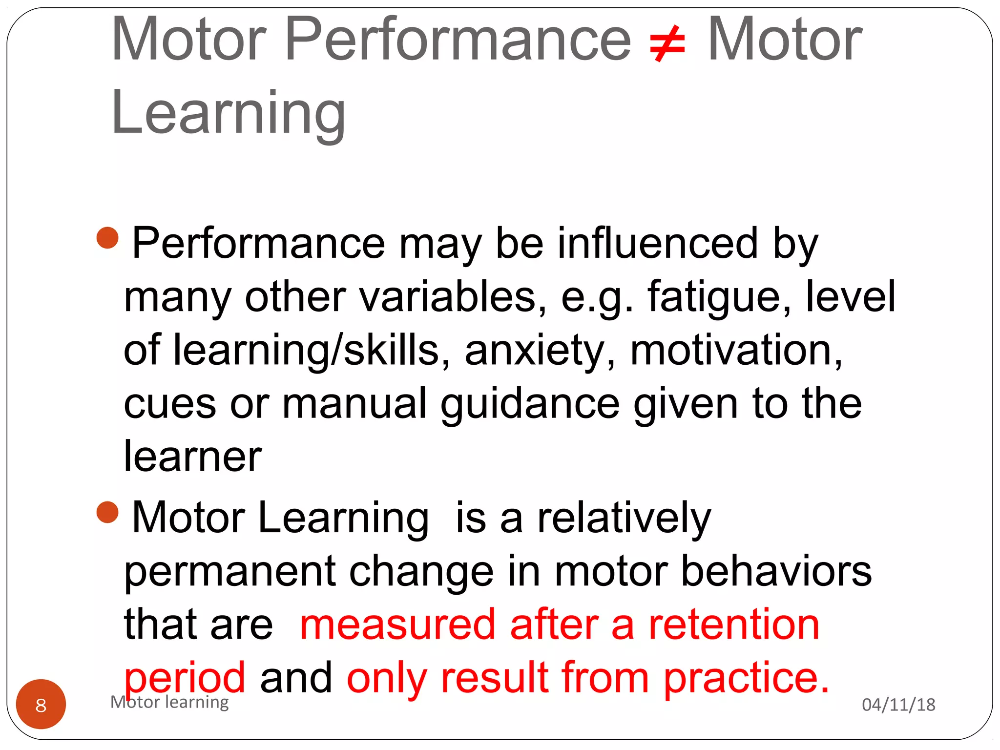 Theories of motor learning | PPT