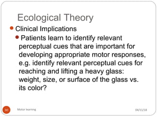 Theories of motor learning | PPT