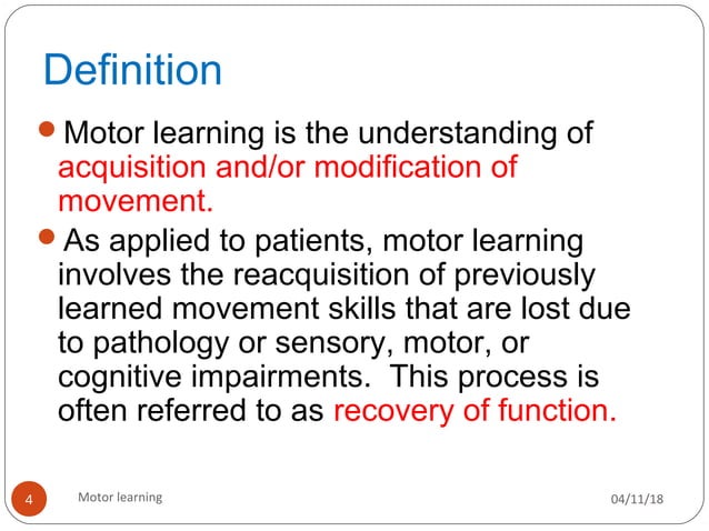 Theories of motor learning | PPT | Physical Therapy | Wellness