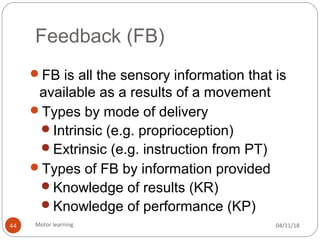 Theories of motor learning | PPT