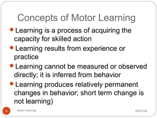 Theories of motor learning | PPT