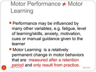 Theories of motor learning | PPT
