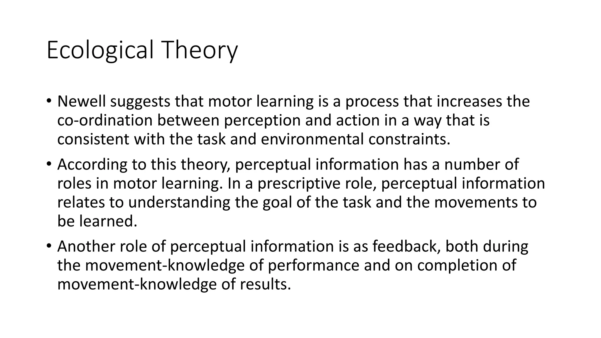 Theories of Motor Learning | PPTX