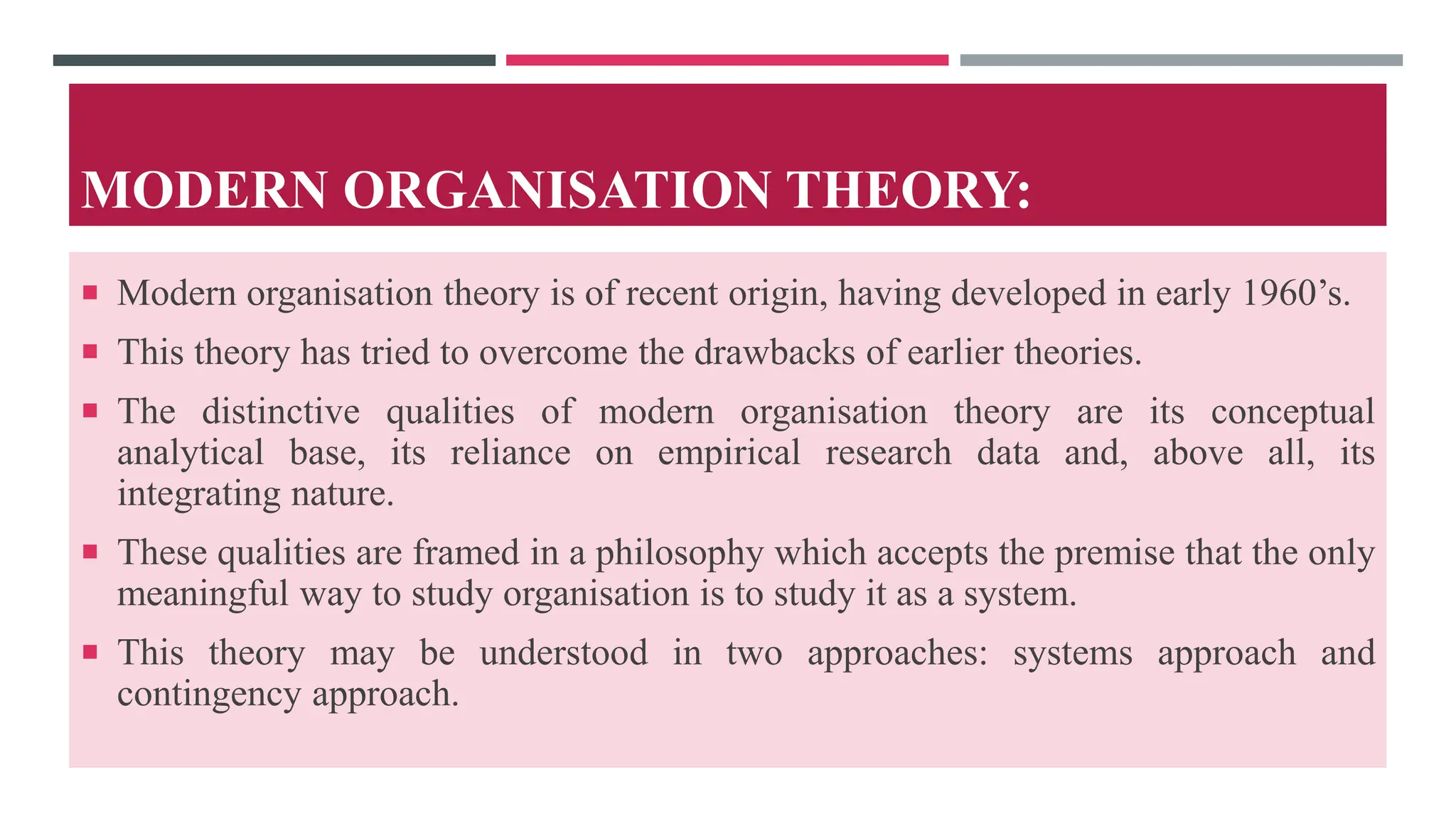 theories of organisation. Principle of organisation with theory ...
