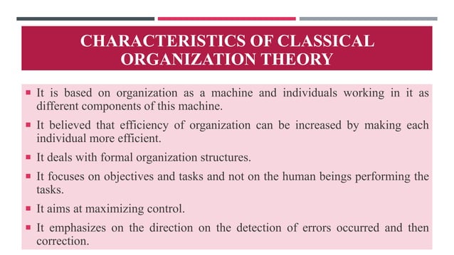 theories of organisation. Principle of organisation with theory ...