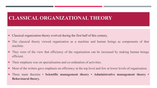 theories of organisation. Principle of organisation with theory ...