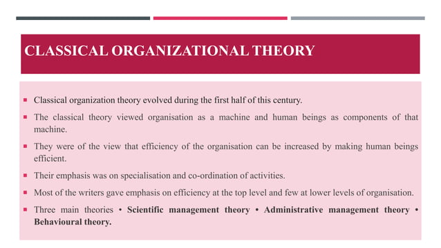 theories of organisation. Principle of organisation with theory ...