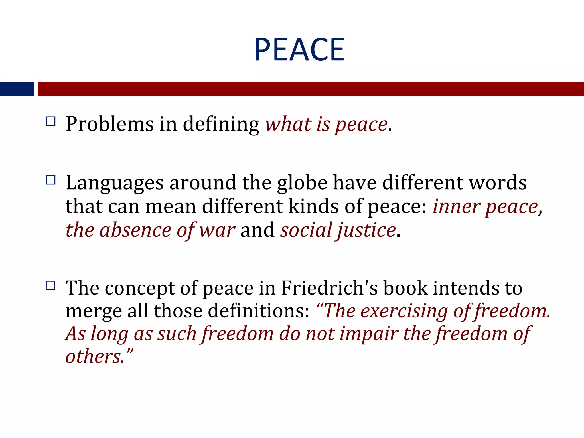 Theories of peace and conflict and their relationship | PPT