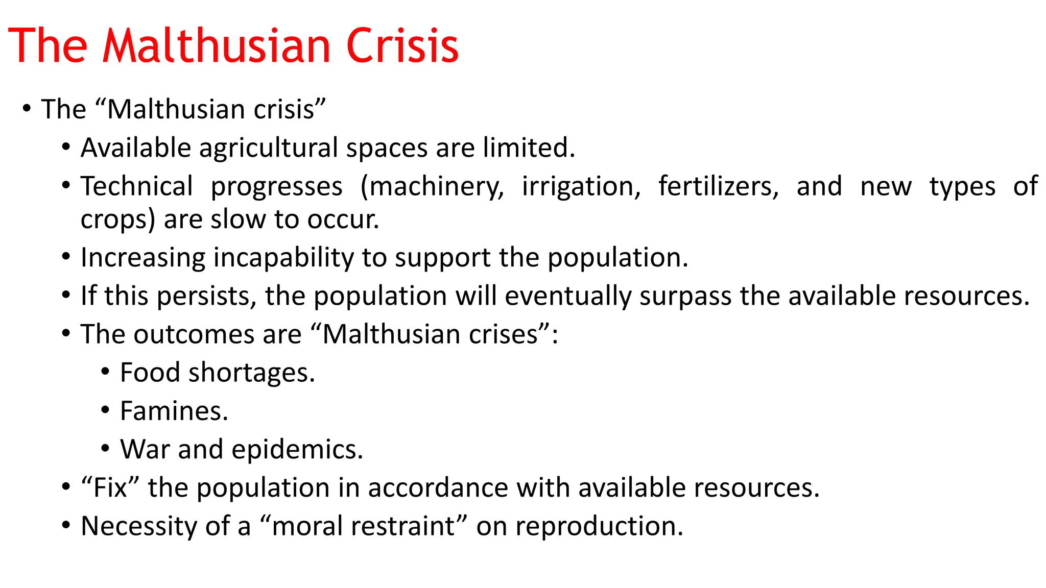 Theories of Population: 1. The Malthusian Theory of Population 2. The ...