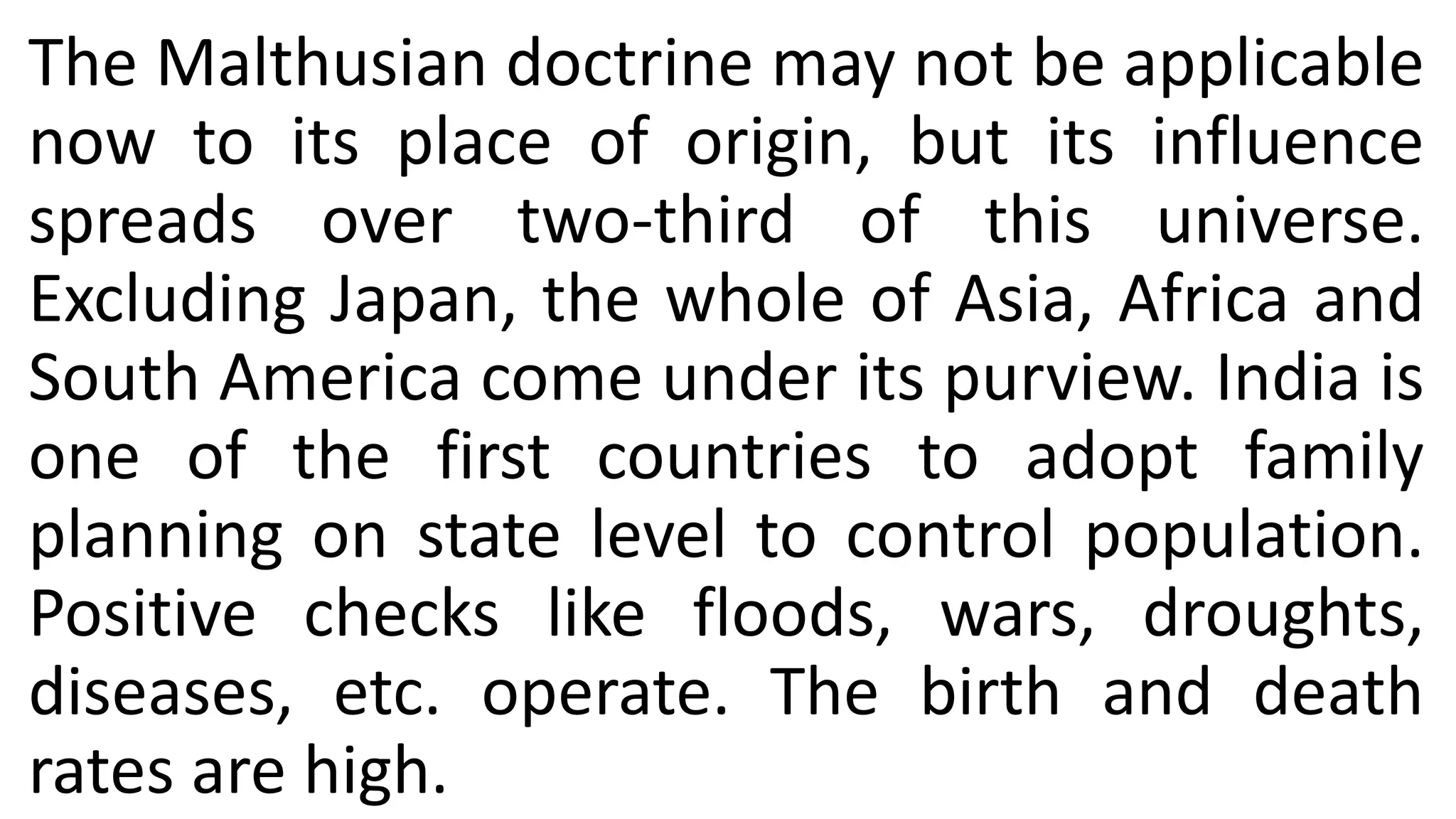 Theories of Population: 1. The Malthusian Theory of Population 2. The ...