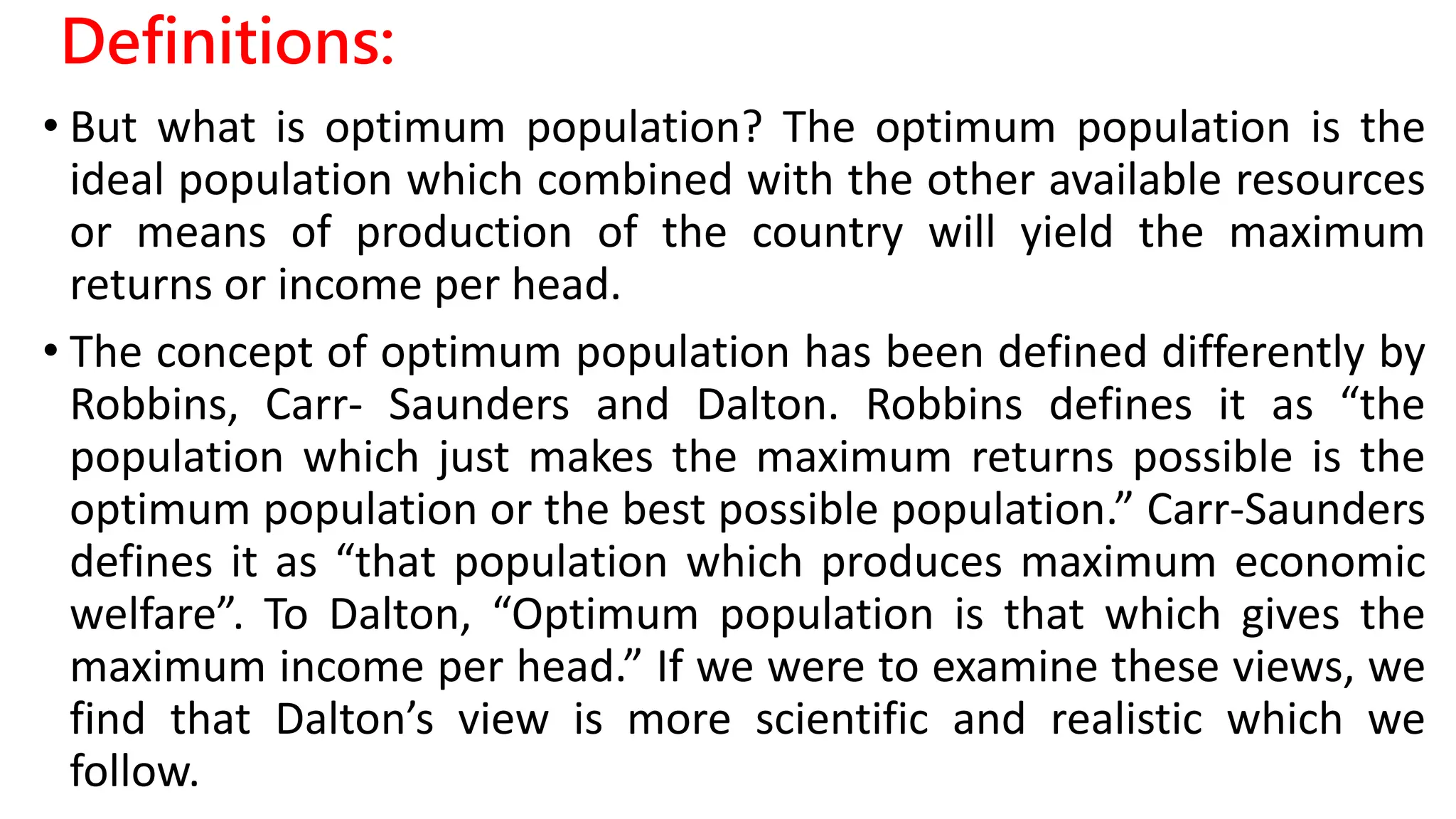 Theories of Population: 1. The Malthusian Theory of Population 2. The ...