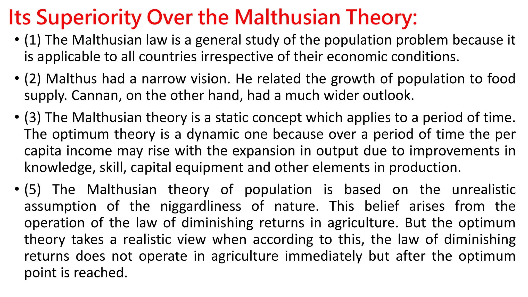 Theories of Population: 1. The Malthusian Theory of Population 2. The ...