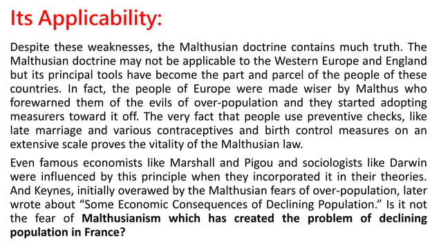 Theories of Population: 1. The Malthusian Theory of Population 2. The ...