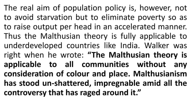 Theories of Population: 1. The Malthusian Theory of Population 2. The ...