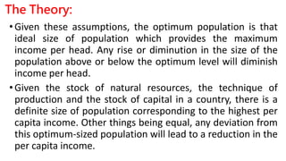 Theories of Population: 1. The Malthusian Theory of Population 2. The ...