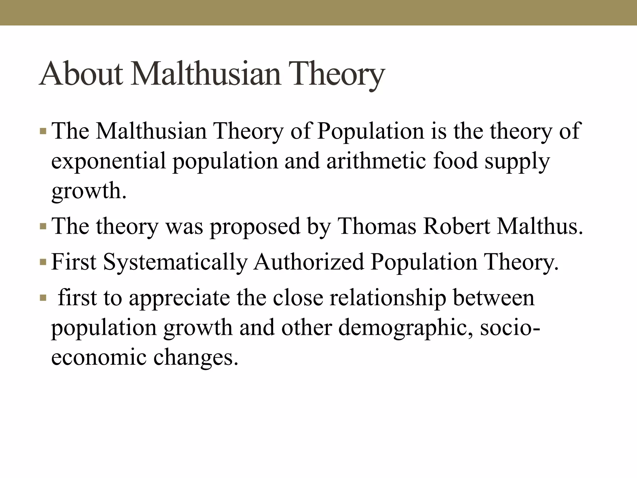 Theories of population growth Malthus Theory | PPTX