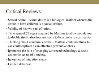 Theories of population growth Malthus Theory | PPTX